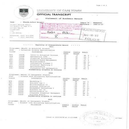 Certified Official Transcript | PDF