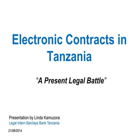 Electronic Contracting in Tanzania (Presentation) | PPTX