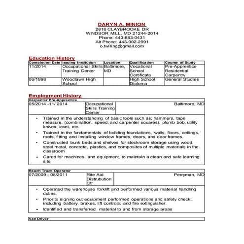 Marian Resume | DOC
