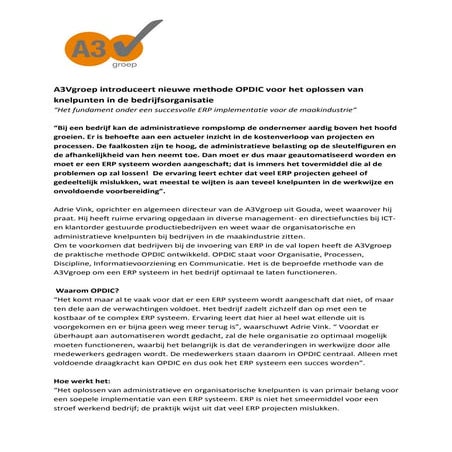 A3 v groep introduceert nieuwe methode opdic | PDF