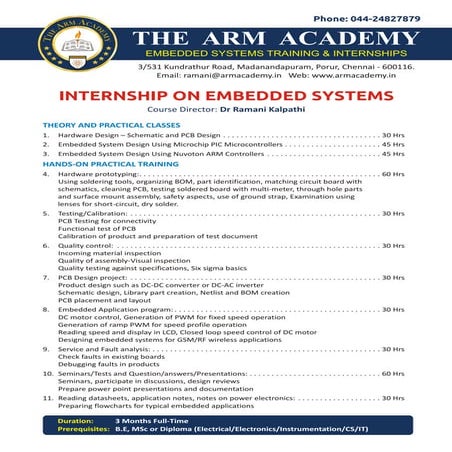 Embedded Systems Internship Program | PDF | Undergraduate Education ...