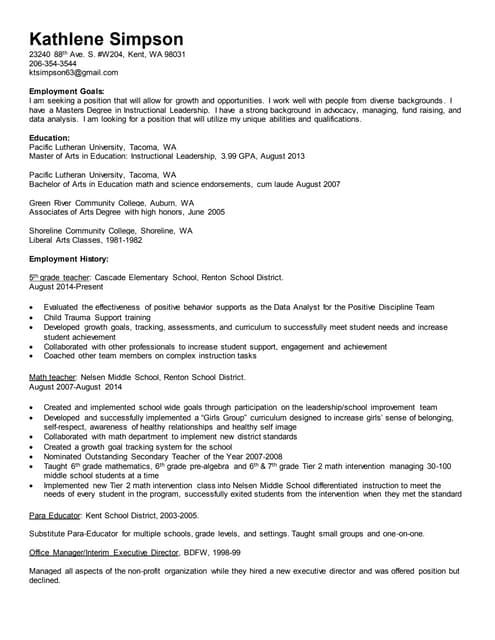 Resume (2) | DOCX | Secondary Education | Education