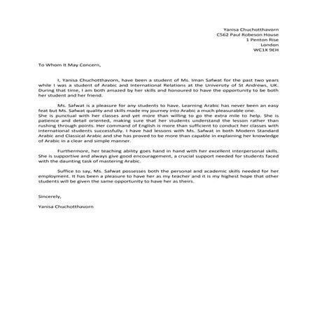 Recommendation letter | DOCX