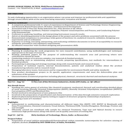 Sushil Kumar Verma, CV | PDF