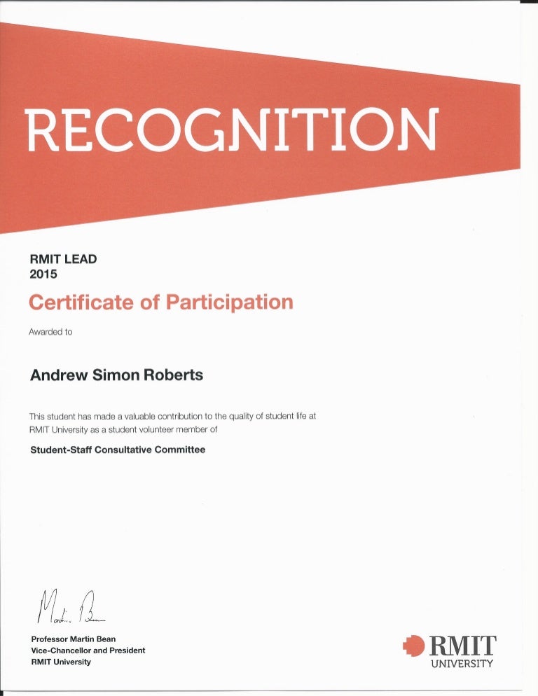 RMIT Lead Certificate 2015