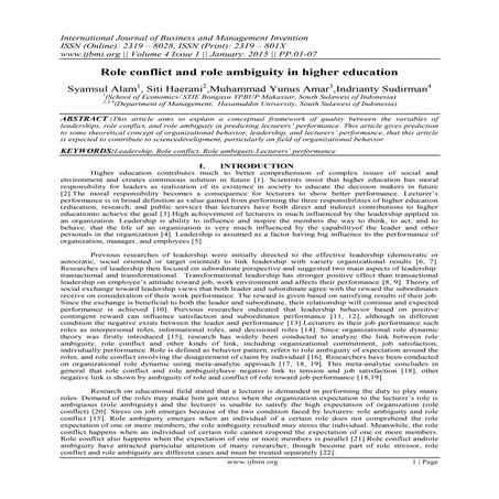 Role conflict and role ambiguity in higher education | PDF