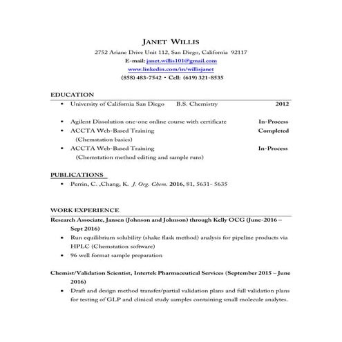 Janet Willis CV (2016) | DOC