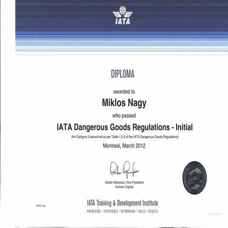 IATA - DGR Diploma - NM | PDF