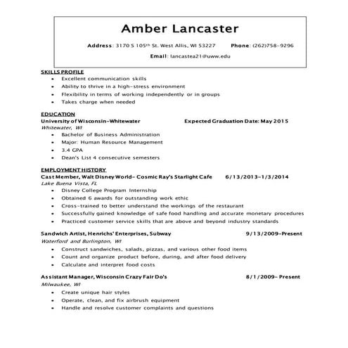Amber Lancaster Resume | DOCX