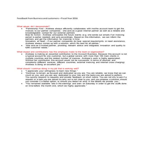 Feedback from Business and customers | DOCX | Business | Business and ...