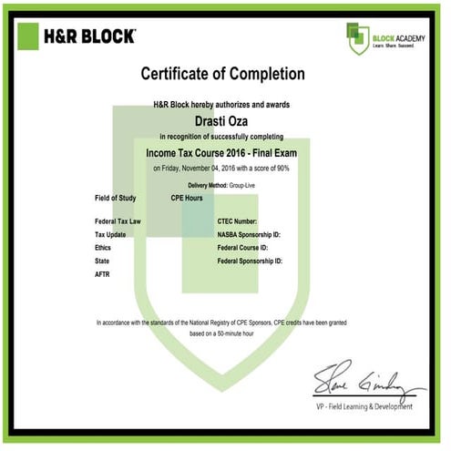 Drasti Oza Certificate | PDF