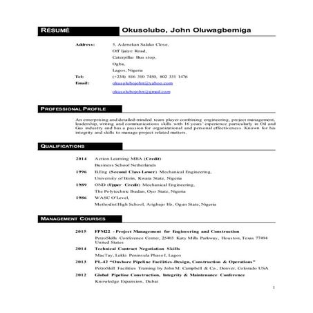 John Okusolubo Resume 2015 | DOCX