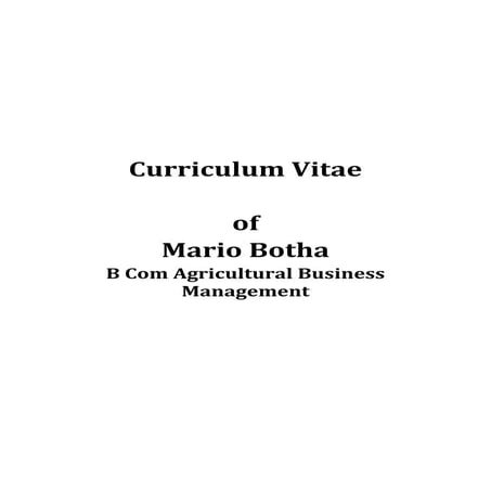 MARIO BOTHA - CV 13 August 2015 (1) | PDF