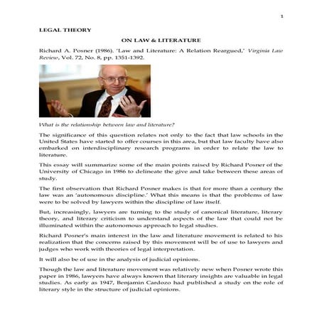 Richard Posner on Law and Literature | DOCX