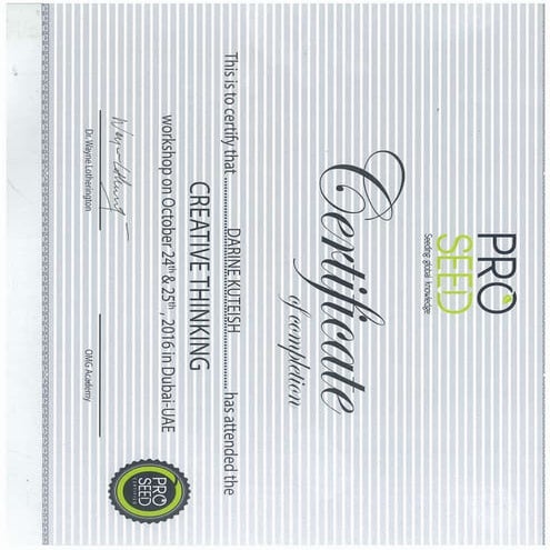 Creative Thinking Certificate | PDF