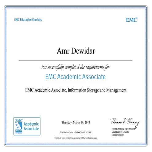 EMC Academic Associate, Information Storage and Management certificate | PPT