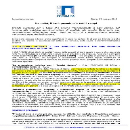cs Premi Lazio 2012 (1) | PDF