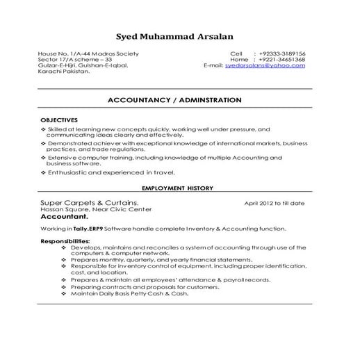 Arsalan Resume Accountant | DOCX