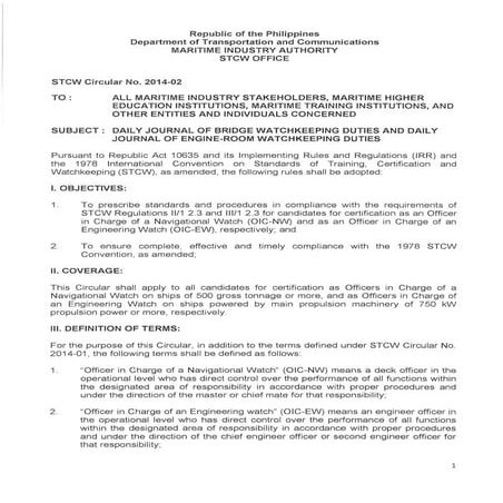 Stcw cir. no. 02 s2014 Marina | PDF