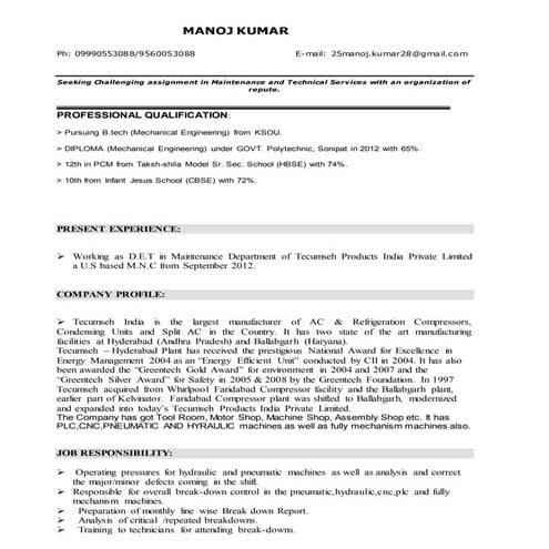 Manoj resume (1) | PDF