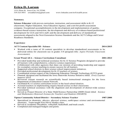 Erica D. Larson resume | PDF