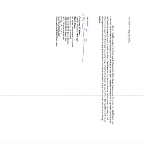 Greg Walker Written Recommendation | PDF