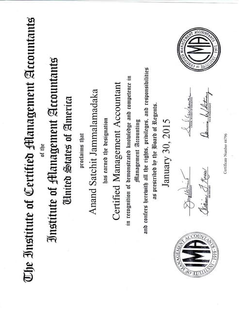 CMA certification | PDF