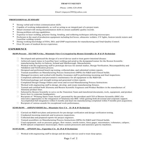 Thao Vi Nguyen Resume | PDF