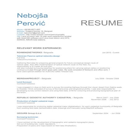 Nebojsa Perovic CV | PDF