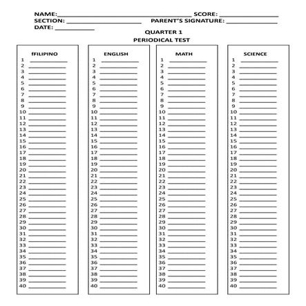 Sample answer sheet | PPTX