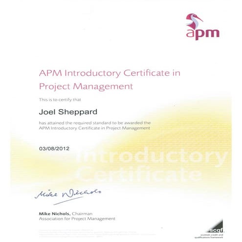 APM Introductory Certificate in Project Management [03.08.12] | PDF