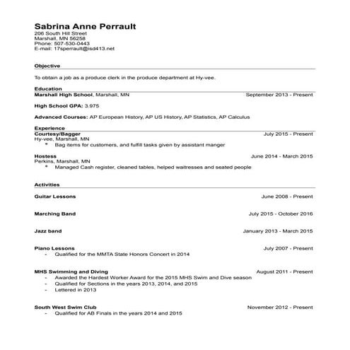 Sabrina's Resume | RTF