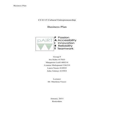 Business plan-group-9-pAiRT-cc4115 | PDF