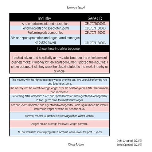 Industry Summary Report | PPT