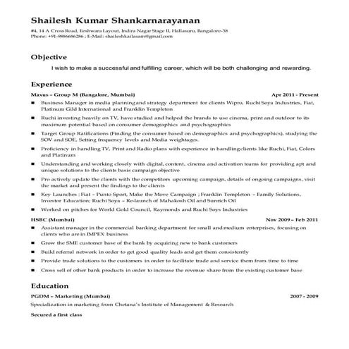 Shailesh Kumar SN Resume | DOCX