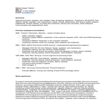 CV_Fedotov_2 | DOCX | Computer Networking | Computing