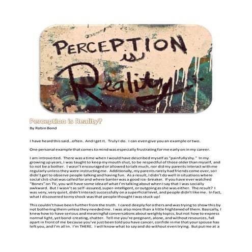 Perception is Reality | PDF