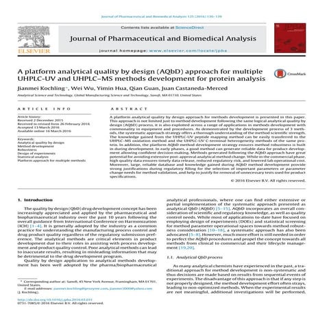 JPBA published-a platform aQbD approach for multiple methods development | PDF | Pharmaceutical ...