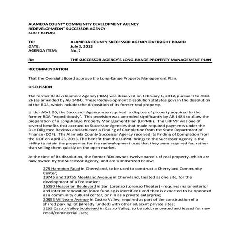 Long Range Property Management Plan | PDF