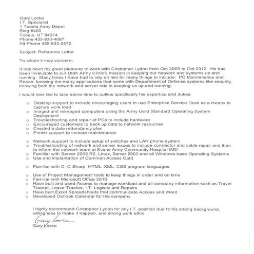 Cris Lydon Reference Letter | PDF