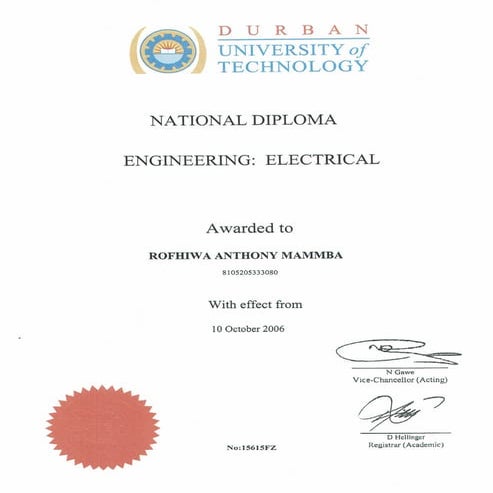 National Diploma Certificate | PDF