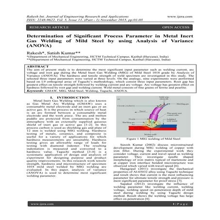 Determination of Significant Process Parameter in Metal Inert Gas ...