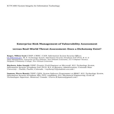 Enterprise Risk Management-Paper | PDF