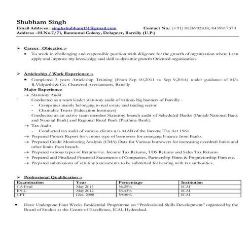 CV Shubham Singh | DOCX