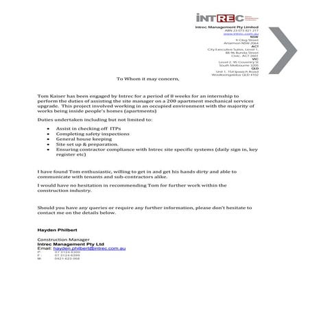 Hadyen reference letter | PDF | Construction Industry | Industries