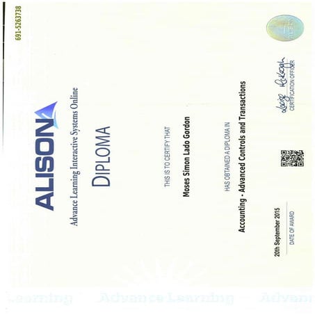 DIPLOMA IN ACCOUNTING - ADVANCED CONTROLS AND TRANSACTIONS | PDF