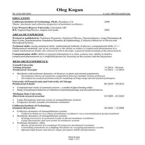 Oleg Kogan Resume no_address | PDF