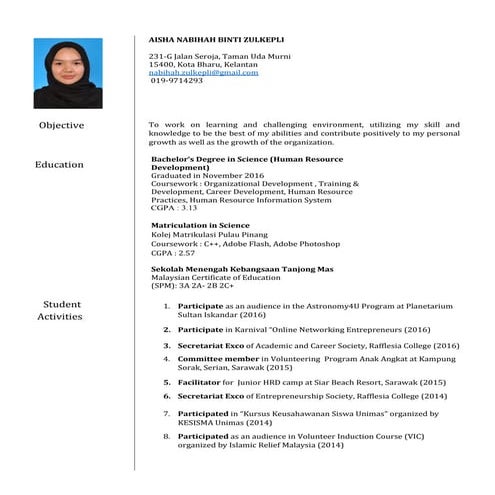 RESUME_AISHA NABIHAH | PDF
