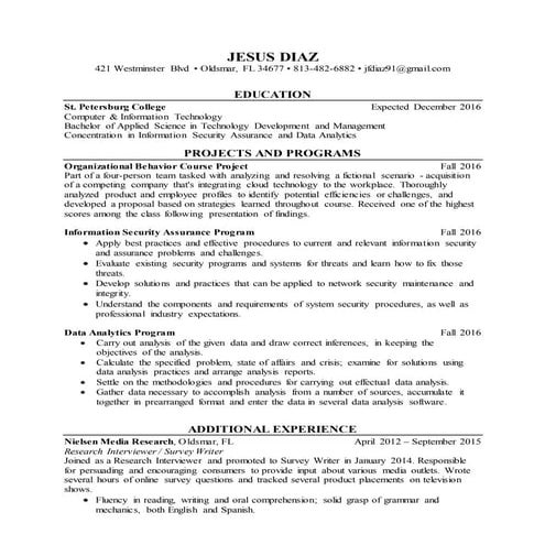 Jesus Improved Resume | PDF