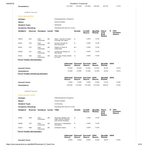 Academic Transcript | PDF